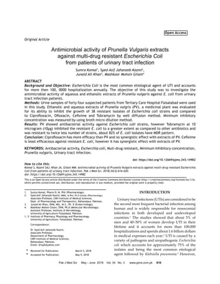 Antimicrobial activity of Prunella Vulgaris extracts against multi-drug resistant Escherichia ...