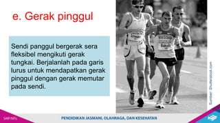 PJOK Kelas 7 Bab 3 Atletik.pptx berisi Teknik Start,gerakan kaki,ayunan ...