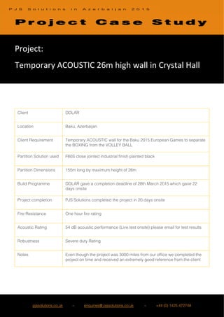 PJS Solutions Project Case Study European 2015 Games Baku Azerbaijan | PDF