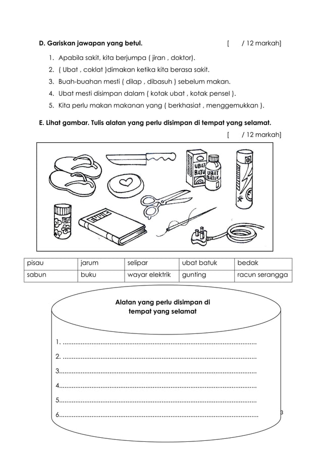 pendidikan jasmani tahun 1 peperiksaan akhir tahun | DOC