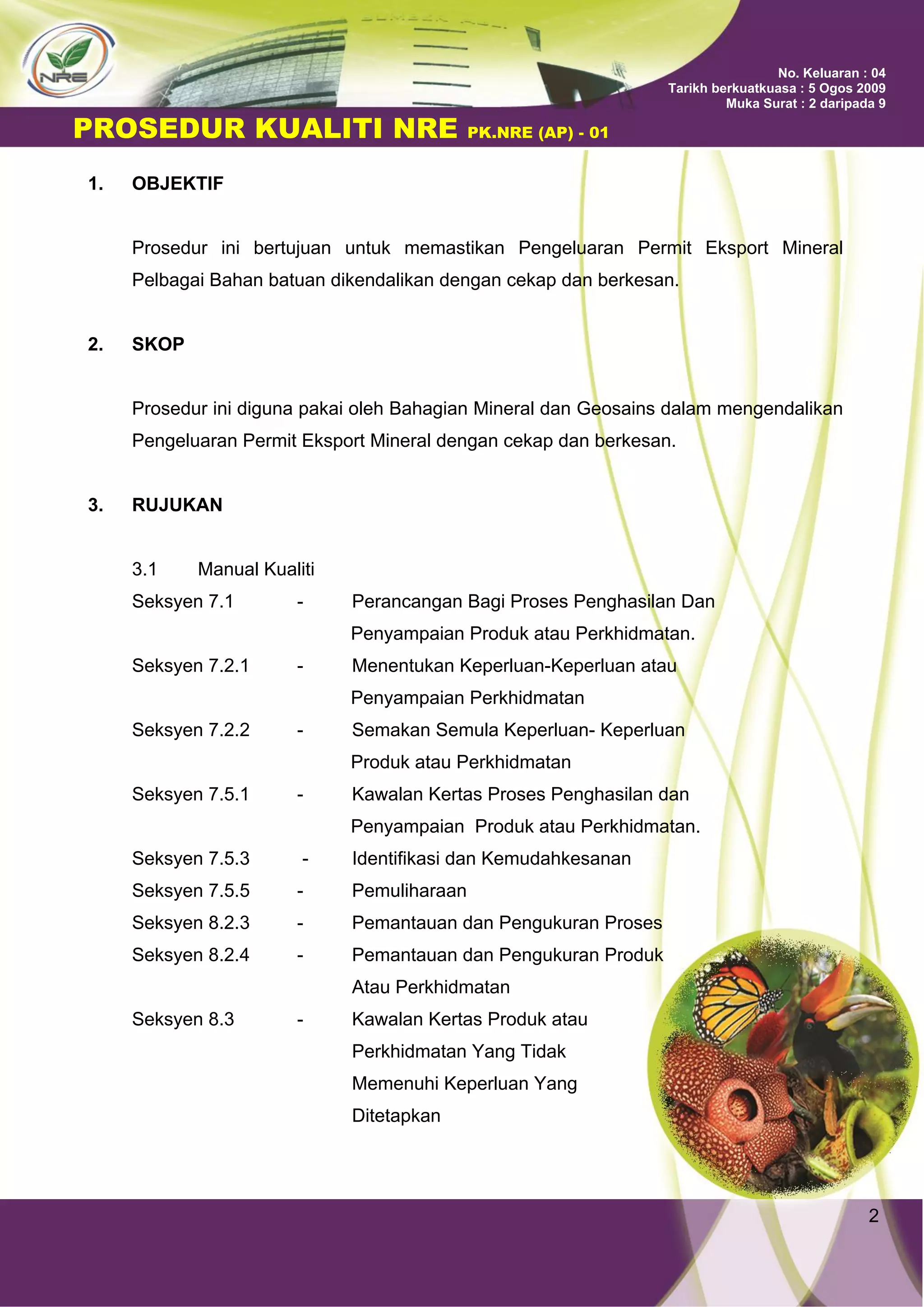 Pk.nre (ap) 01 pengeluaran permit eksport mineral dan pelbagai bahan ...