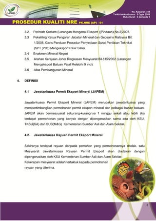 Pk.nre (ap) 01 pengeluaran permit eksport mineral dan pelbagai bahan ...