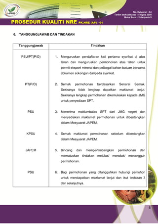 Pk.nre (ap) 01 pengeluaran permit eksport mineral dan pelbagai bahan ...