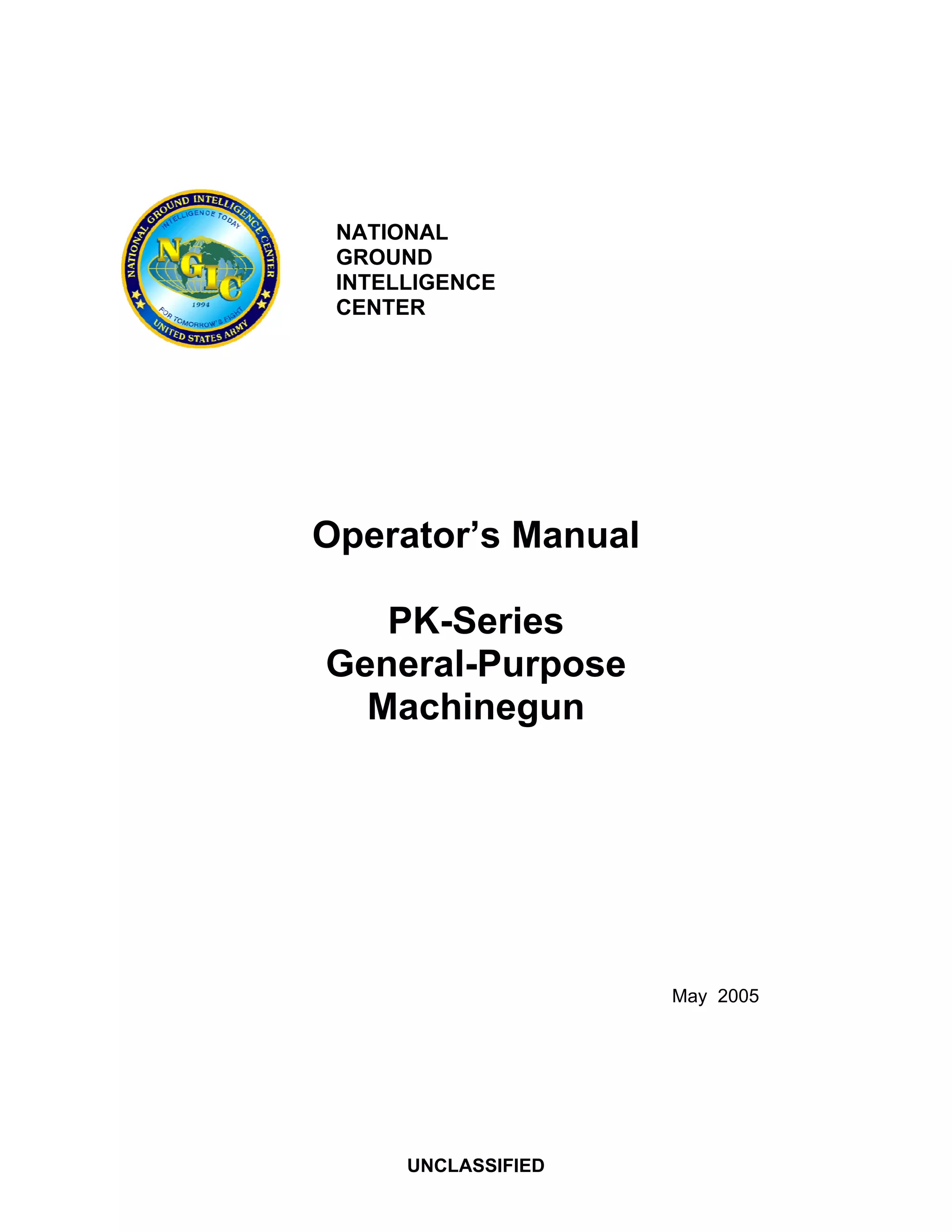 PK Series General Purpose Machine Gun Operator Manual | PDF
