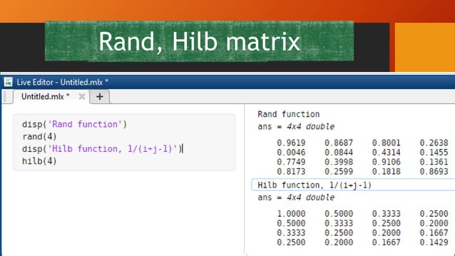 Basic matlab and matrix | PPTX | Computing | Technology & Computing
