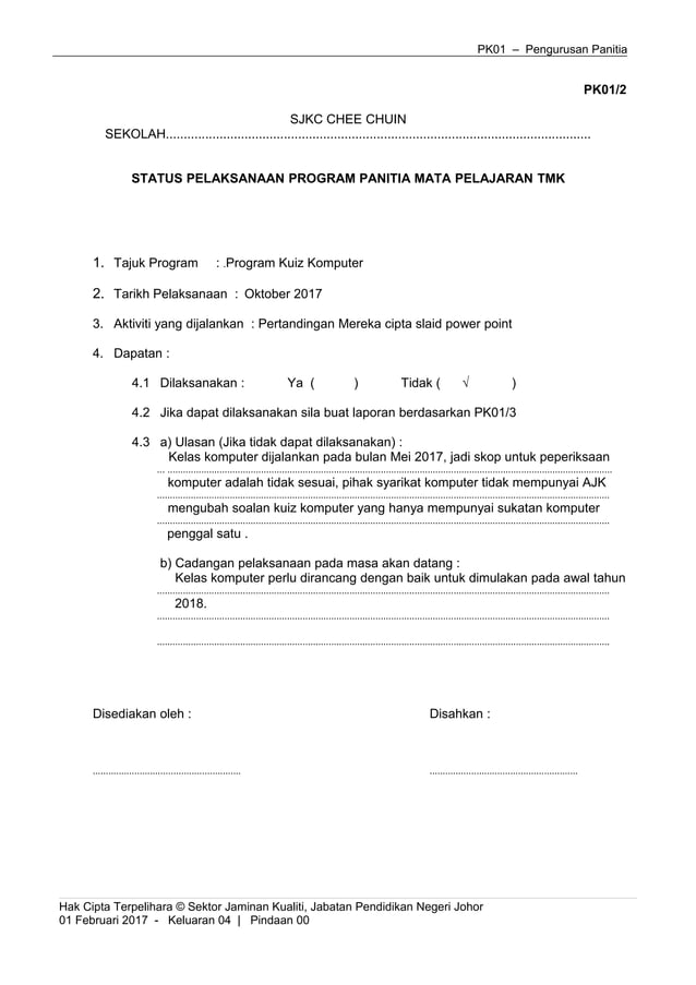 Pk01 2 status laporan bt 2017 reading for fun | DOC
