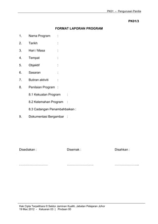 Pk01 3 format laporan | DOC