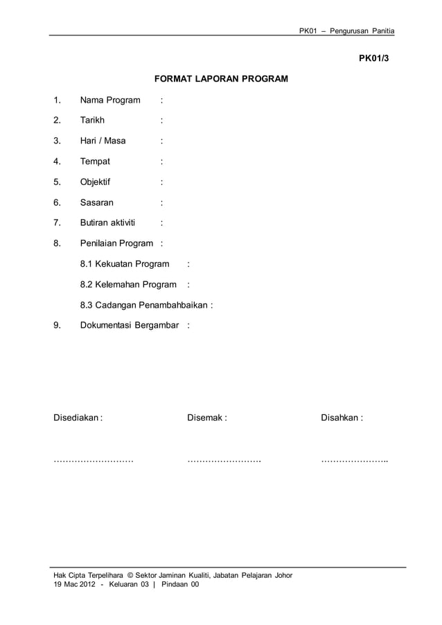 Pk01 3 format laporan | PDF