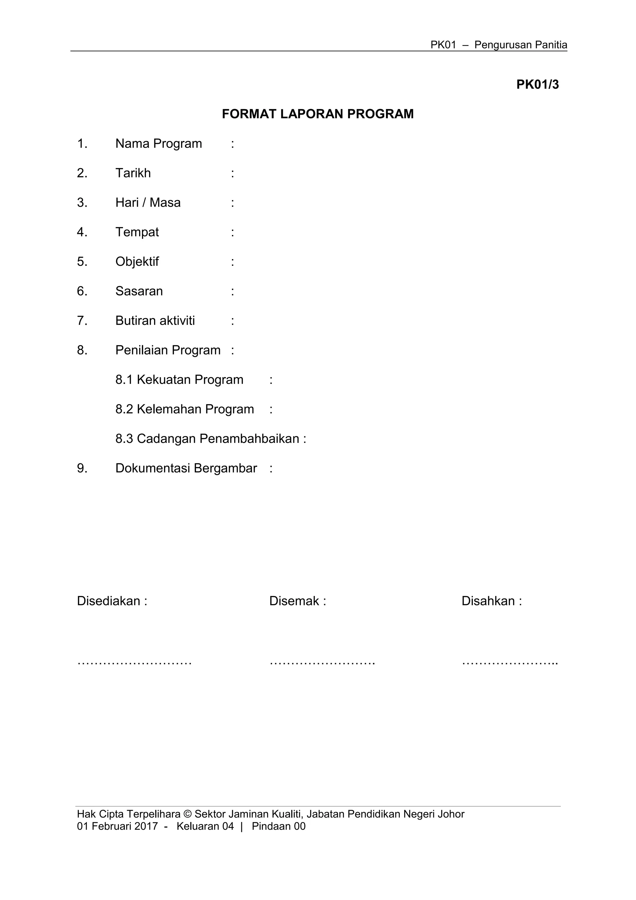 PK01-3 FORMAT LAPORAN Program Pengurusan Panitia.doc