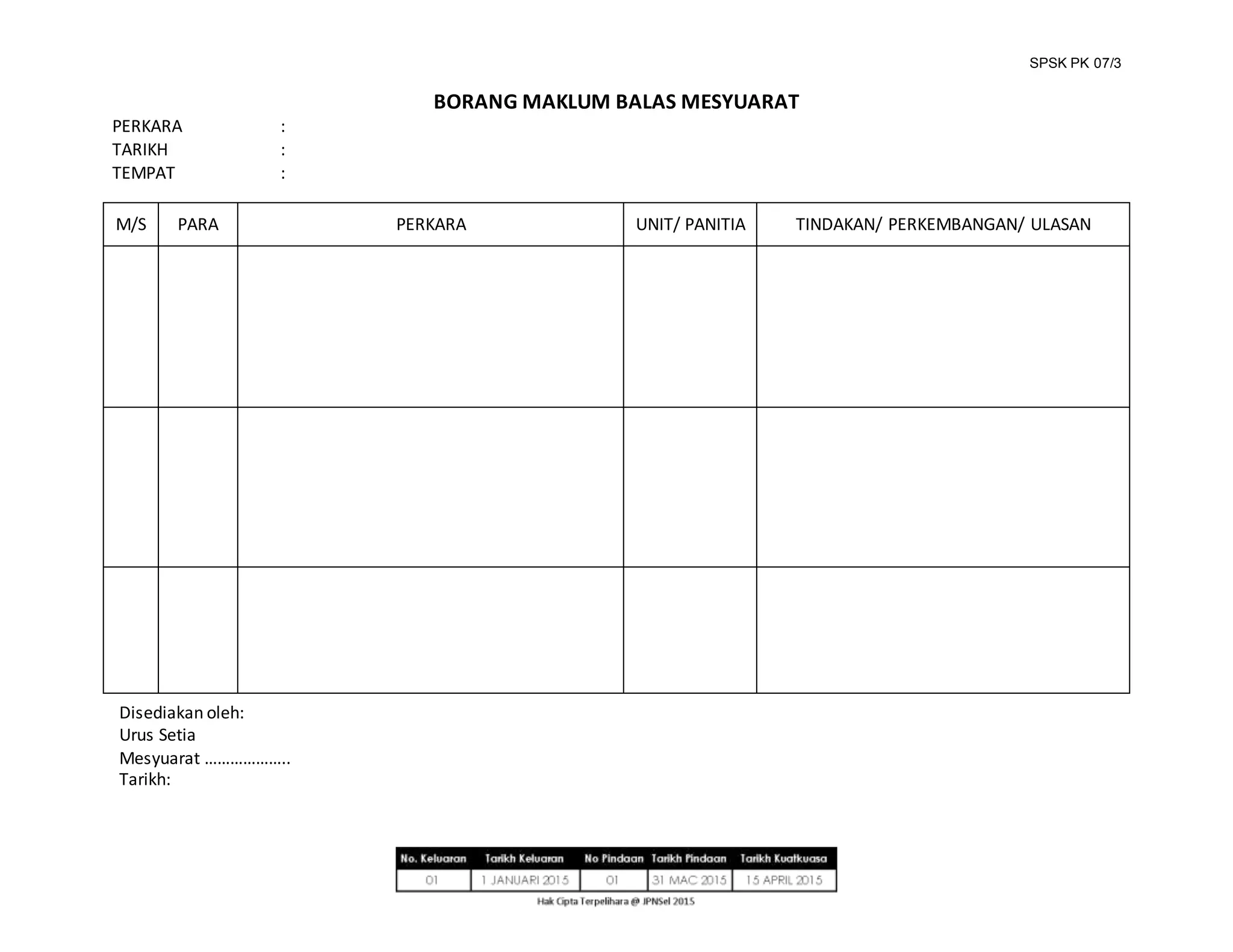 Pk07 3 borang maklum balas | DOCX