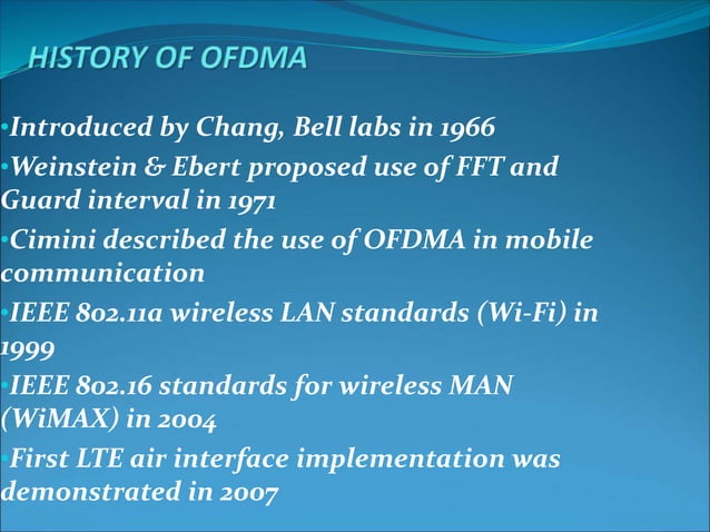 OFDMA - Orthogonal Frequency Division Multiple Access PPT by PREM KAMAL | PPT