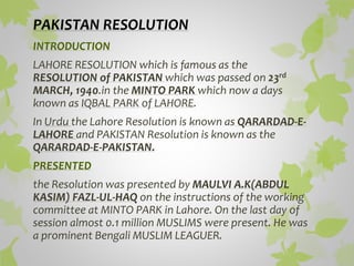 Pkaistan movement (1940-1947) | PPTX