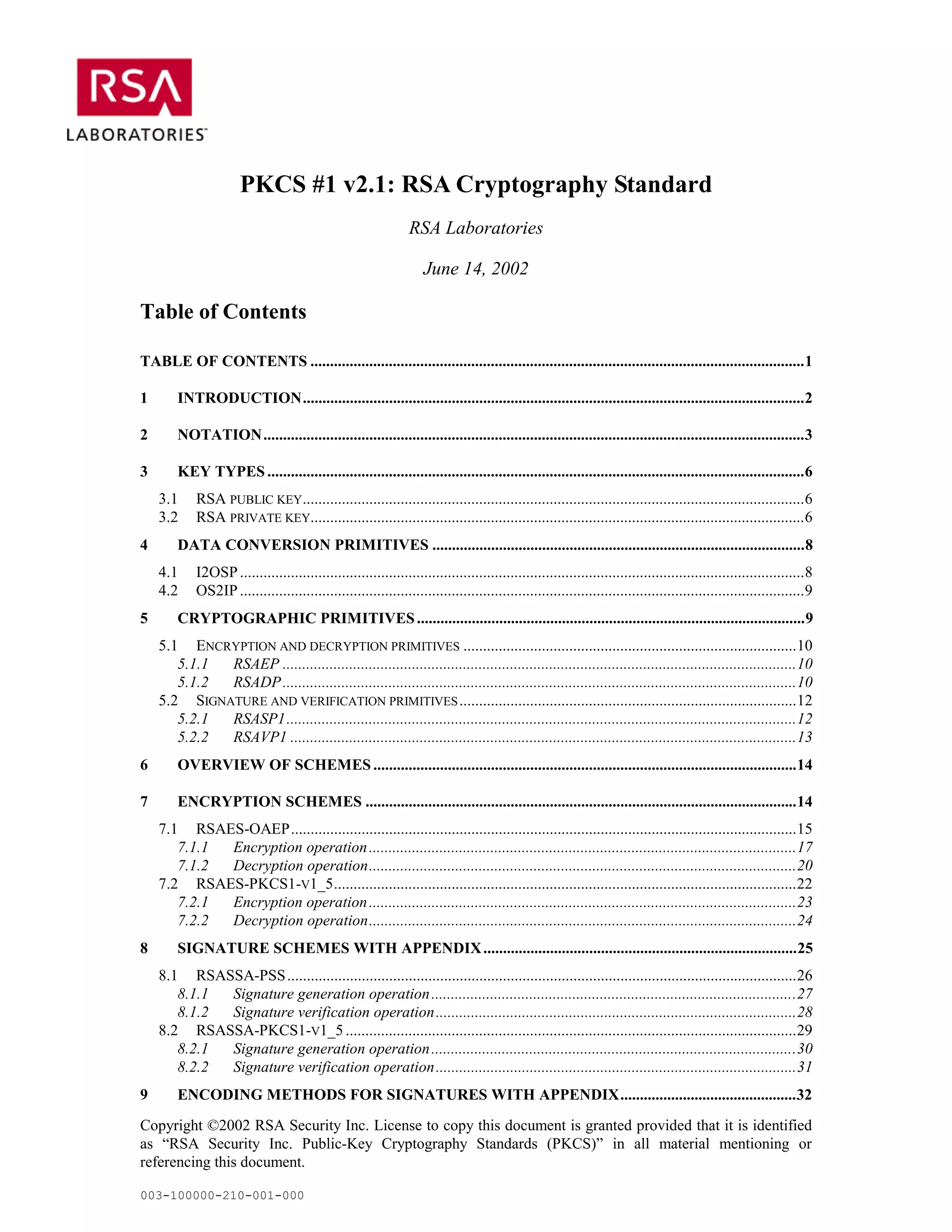 Pkcs#1 V2.1 (Cryptography Standard) Included #2,#4 | PDF | Programming Languages | Computing