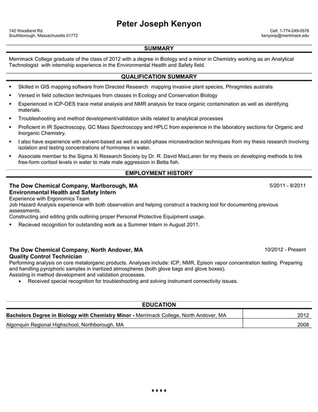 Pkenyon resume | PDF | Chemistry | Science