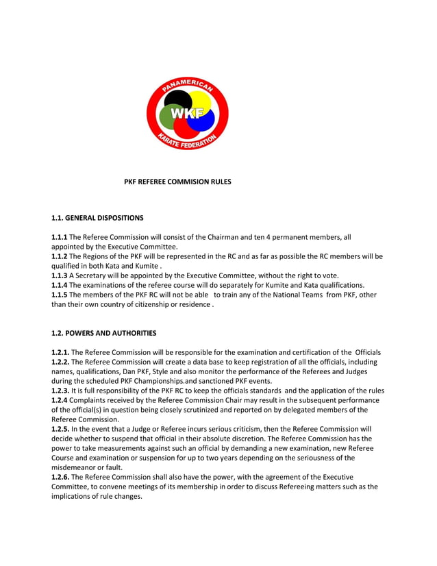 PKF REFEREE COMMISION RULES | PDF | Martial Arts | Sports