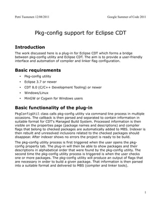 Pkg-config support for Eclipse CDT documentation | PDF