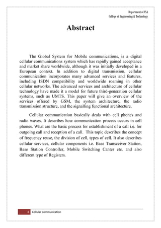 Cellular Communication Report | PDF