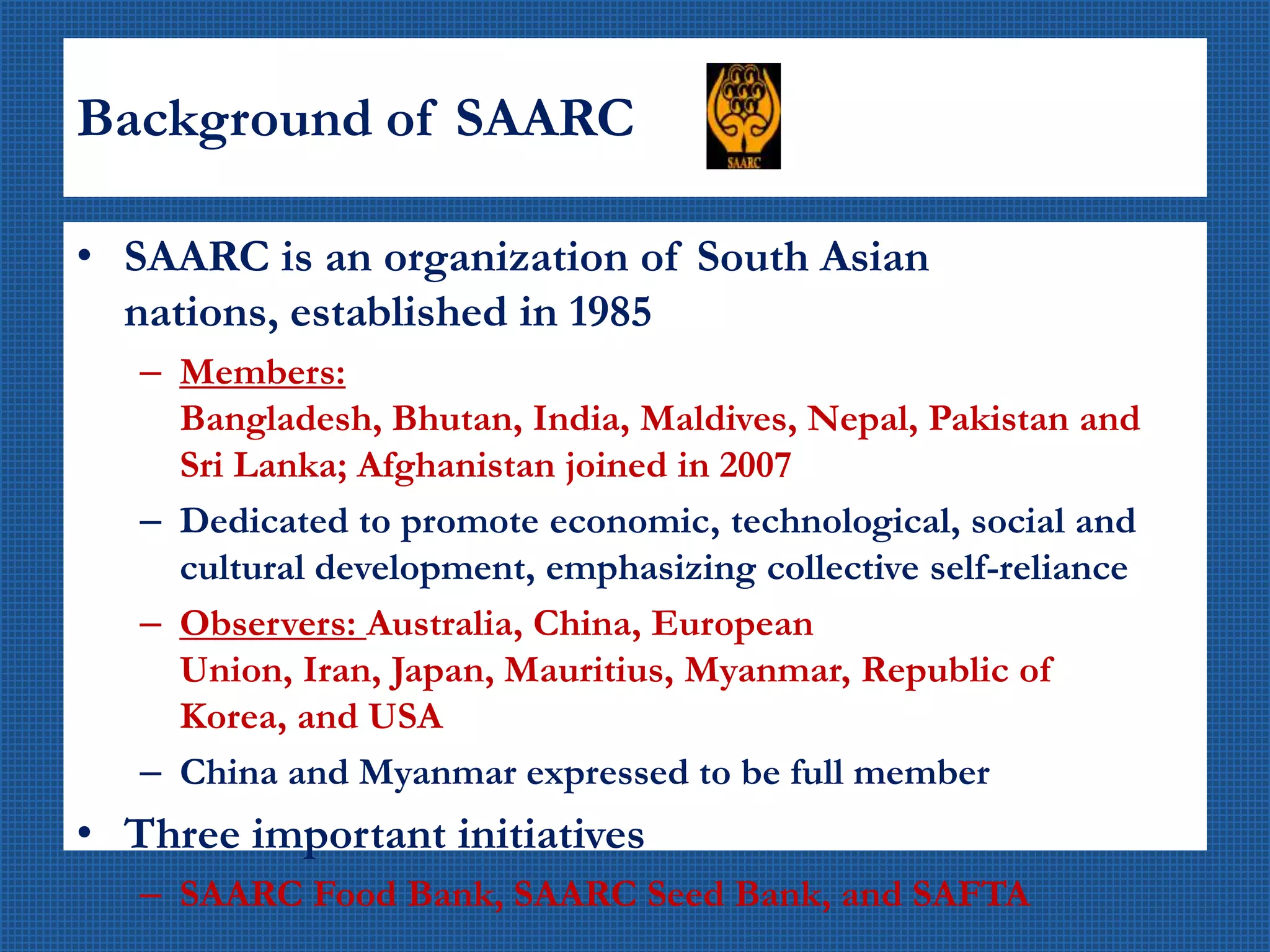 ASEAN and SAARC Regional Trade- PK Joshi | PPTX