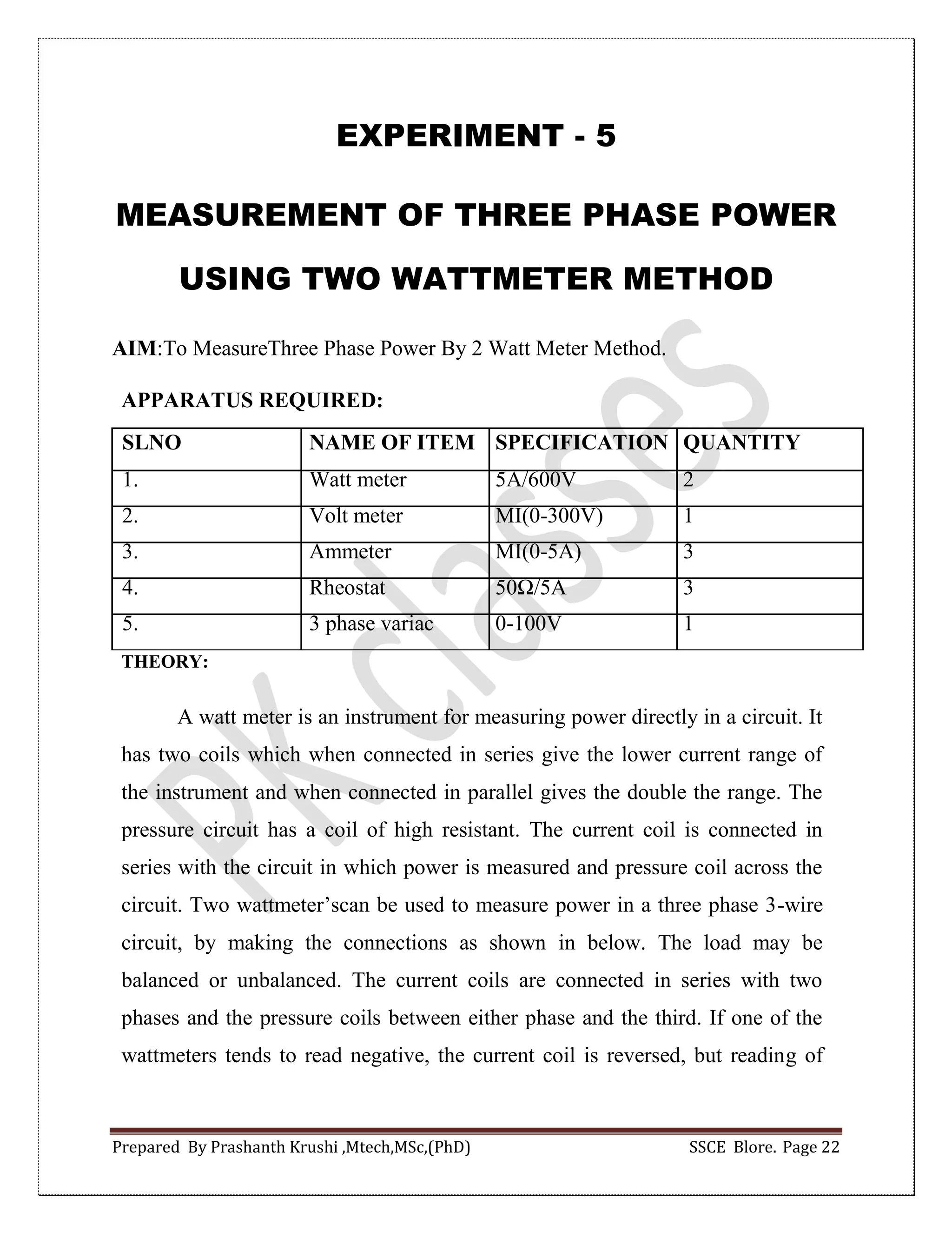 Basic Electrical Engineering Lab Manual 2018 cbcs scheme VTU | PDF