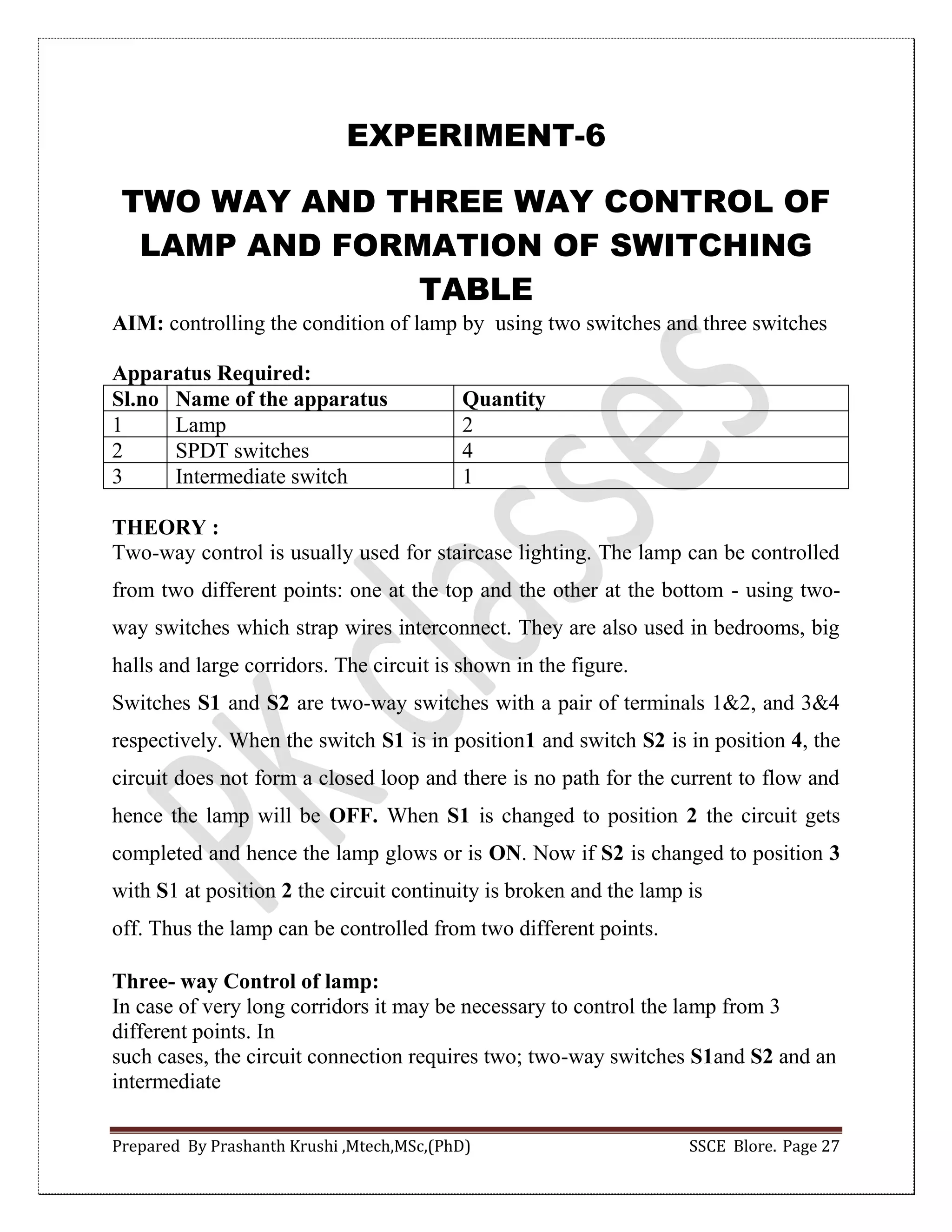 Basic Electrical Engineering Lab Manual 2018 cbcs scheme VTU | PDF