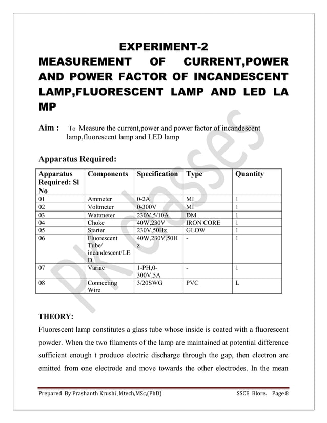 Basic Electrical Engineering Lab Manual 2018 cbcs scheme VTU | PDF