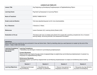 Comprehensive Lesson Plan on Historical Consciousness and Filipino ...