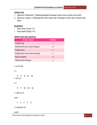 Operator Relasional & Logika | PDF
