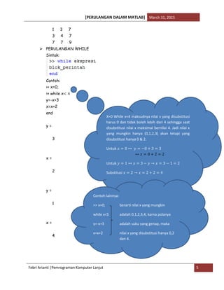 PERULANGAN DALAM MATLAB | PDF