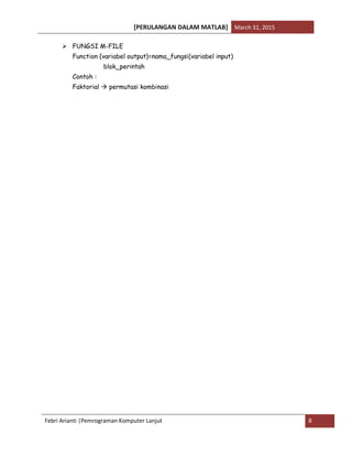PERULANGAN DALAM MATLAB | PDF