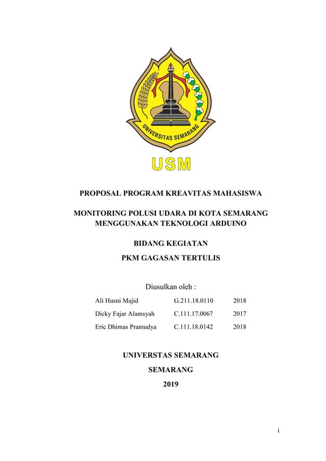 Pkm Gagasan Tertulis Monitoring Polusi Udara Di Kota Semarang Menggunakan Teknologi Arduino Pdf 