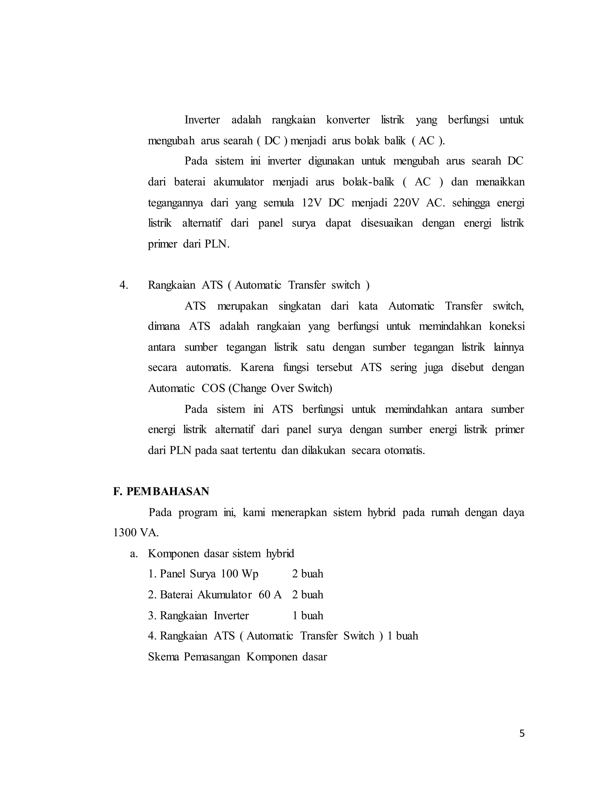 rancang bangun sistem hybrid PLTS-PLN | PDF