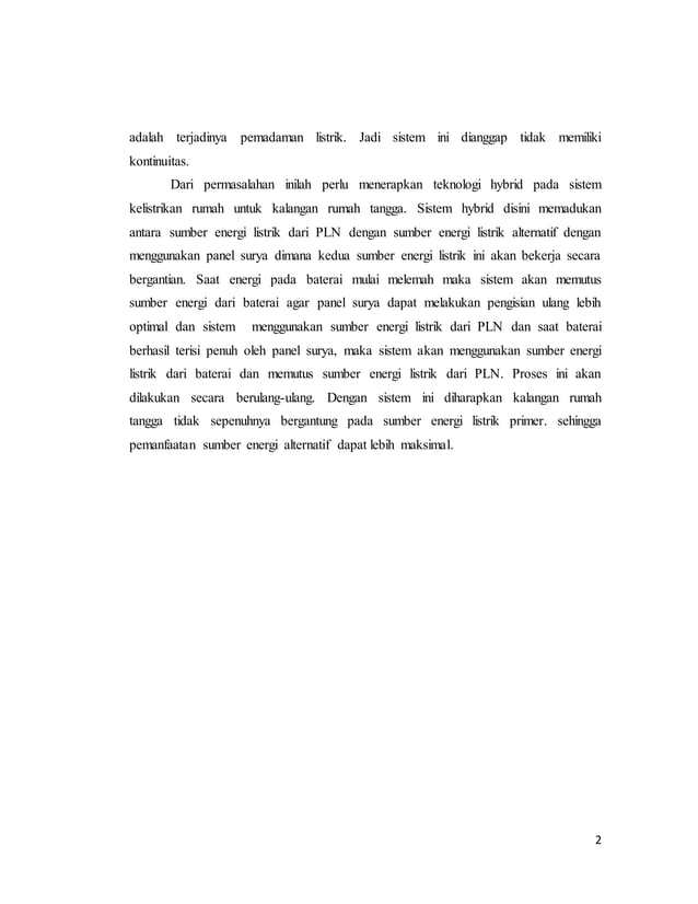 rancang bangun sistem hybrid PLTS-PLN | PDF