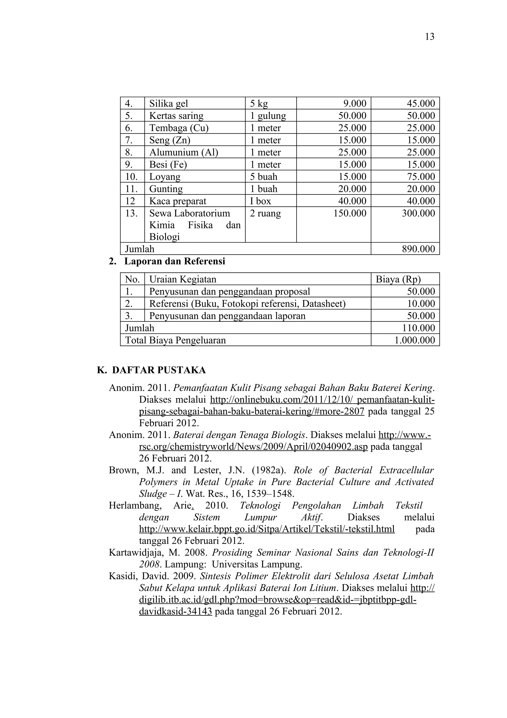 BIO-BATERAI LUMPUR AKTIF | DOC