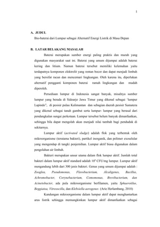 BIO-BATERAI LUMPUR AKTIF | DOC