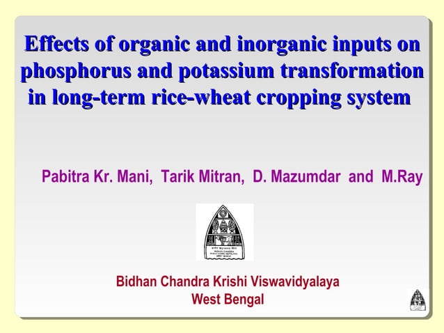 Effects of organic and inorganic inputs on phosphorus and potassium transformation in long-term ...