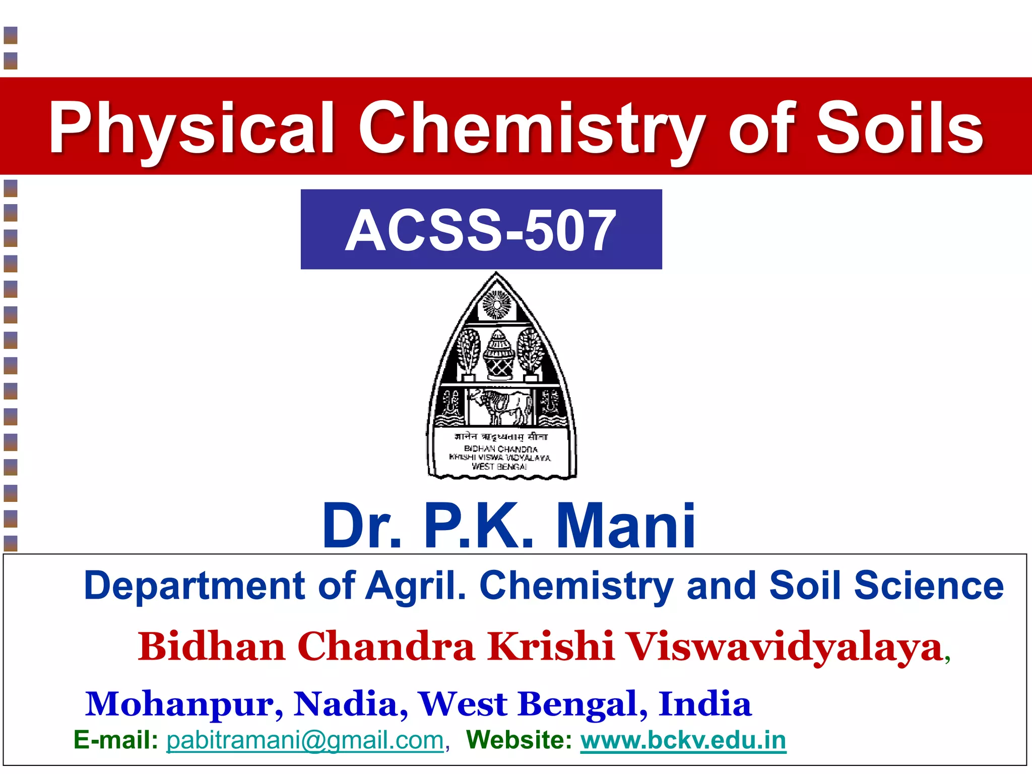 Physical Chemistry of Soil | PPTX
