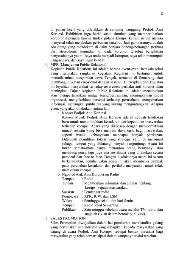 Podjok Anti Korupsi - Program Kreativitas Mahasiswa Gagasan Tertulis (PKM-GT) | PDF