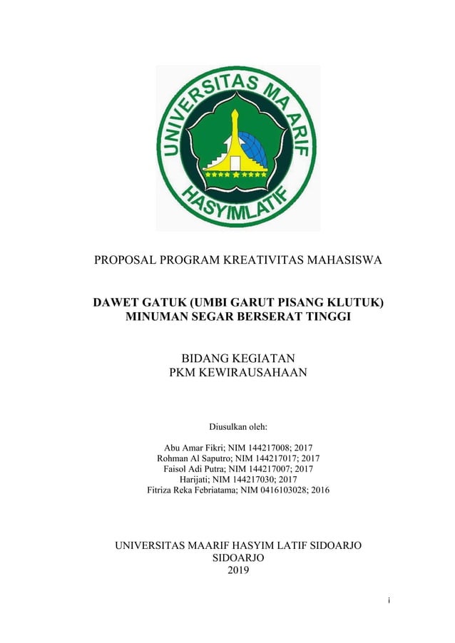 PKM Kewirausahaan (PKMK) - Dawet Umbi Garut dan Pisang Klutuk - UMAHA | PDF