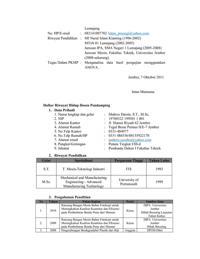 Contoh proposal PKM-P | PDF