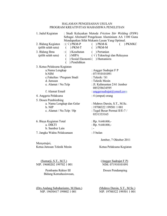 Contoh proposal PKM-P | PDF