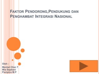 Faktor Pendorong,Pendukung dan Penghambat Integrasi Nasional PKN Kelas ...