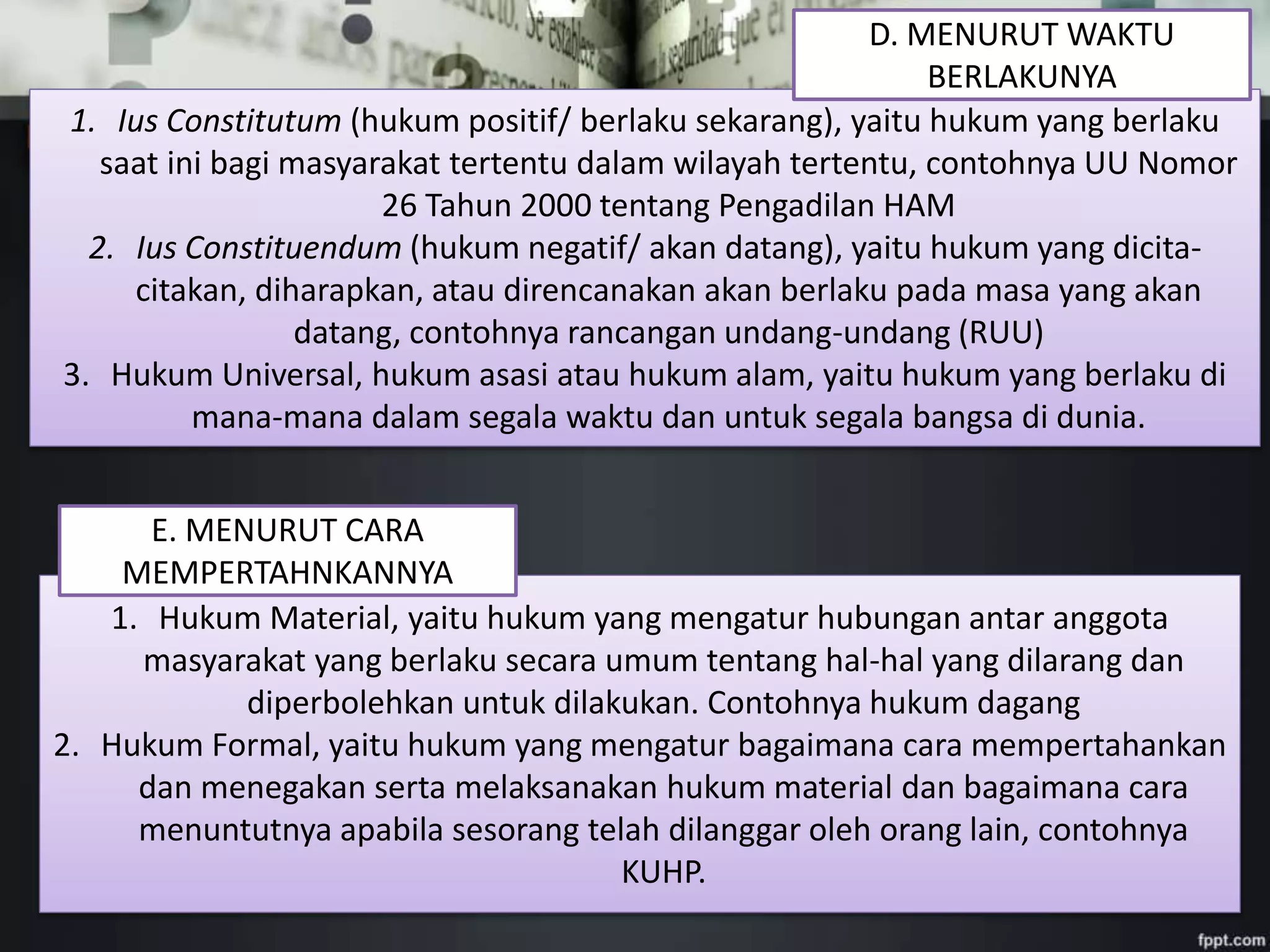 Pkn Kelas X Sistem Hukum di Indonesia | PPTX