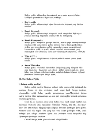 MAKALAH BUDAYA POLITIK DI INDONESIA - PPKN KELAS XI | DOCX