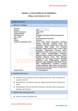 Modul Ajar PPKn SMP Kelas 7 Kurikulum Merdeka | DOCX