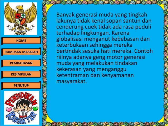 Membangun Generasi muda yang berkarakter pancasila | PPTX
