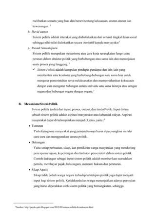 Makalah Sitem Politik dan Sistem Pemerintahan | DOCX