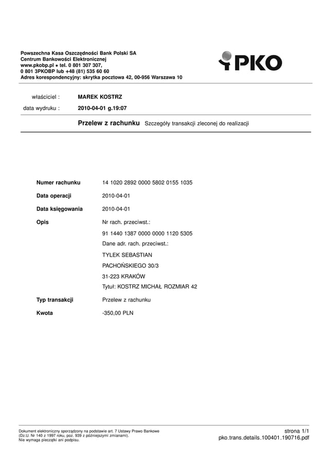 Pko Trans Details 100401 190716 | PDF