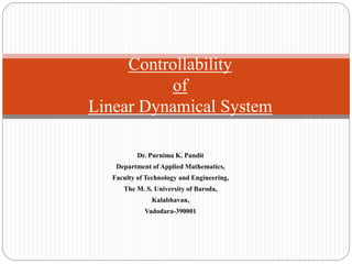 Controllability of Linear Dynamical System | PPTX