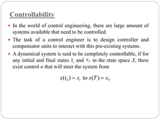 Controllability of Linear Dynamical System | PPTX
