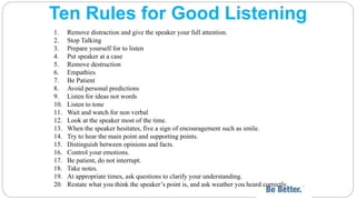 Art of Listening - Listen to Understand. | PPTX